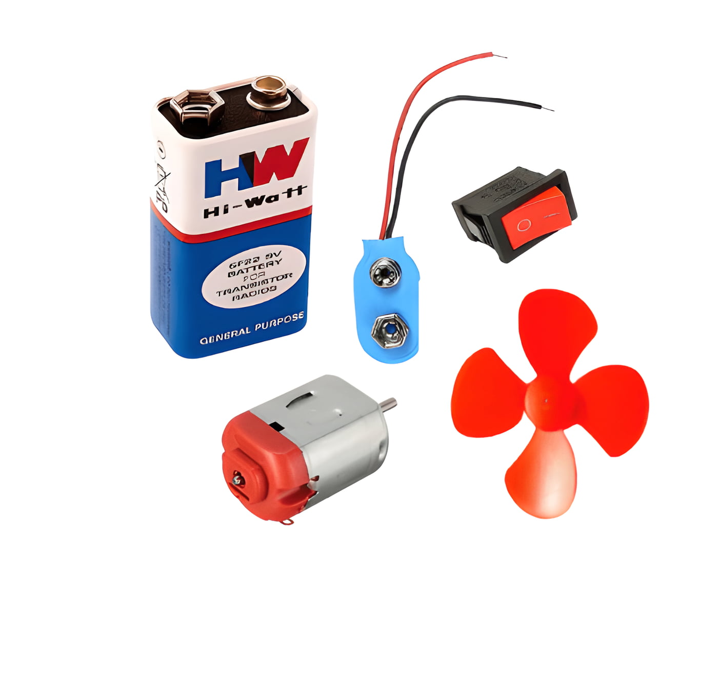 DIY DC Toy Motor Kit: Battery, Fan, Switch Combo